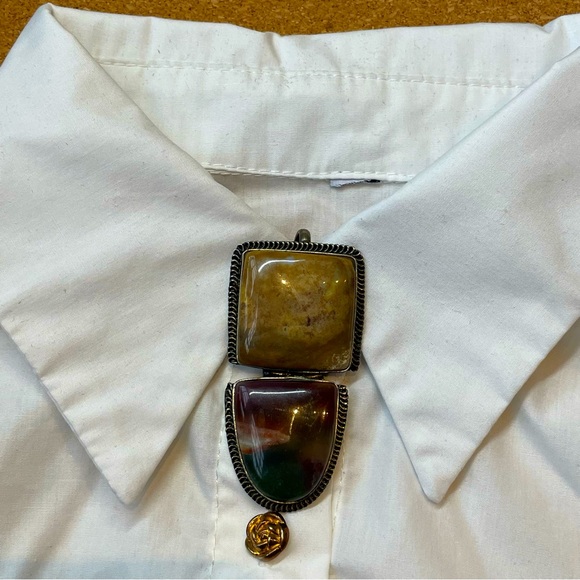 Accessories | Vintage Gemstone And Silver Bolo Tie Pendant Brooch ...